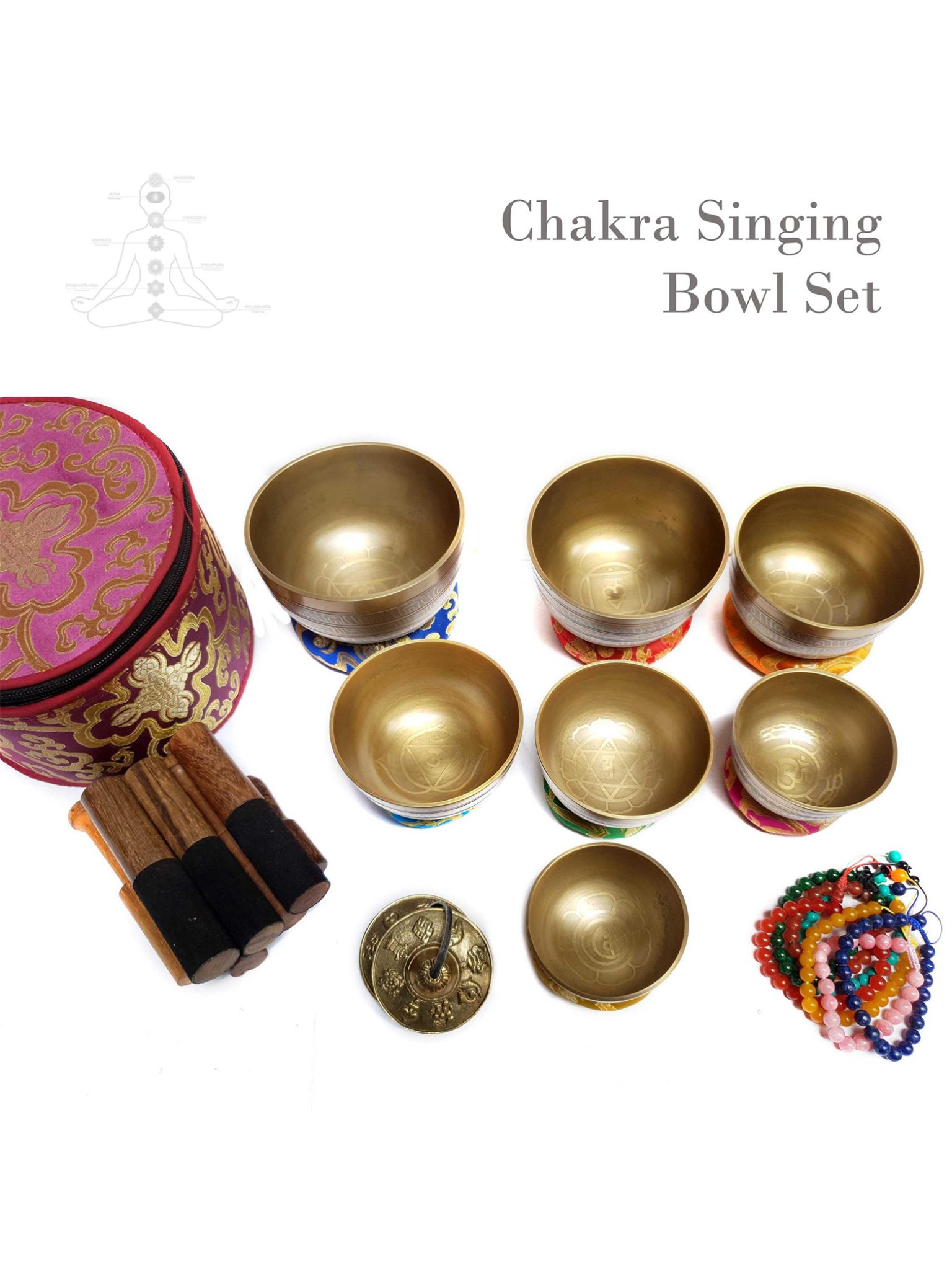 Seven Chakra Singing Bowl Set – Complete Healing Kit – Newa Trade